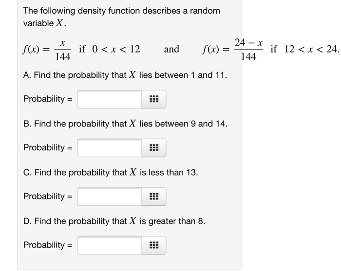 Solved The following density function describes a random | Chegg.com