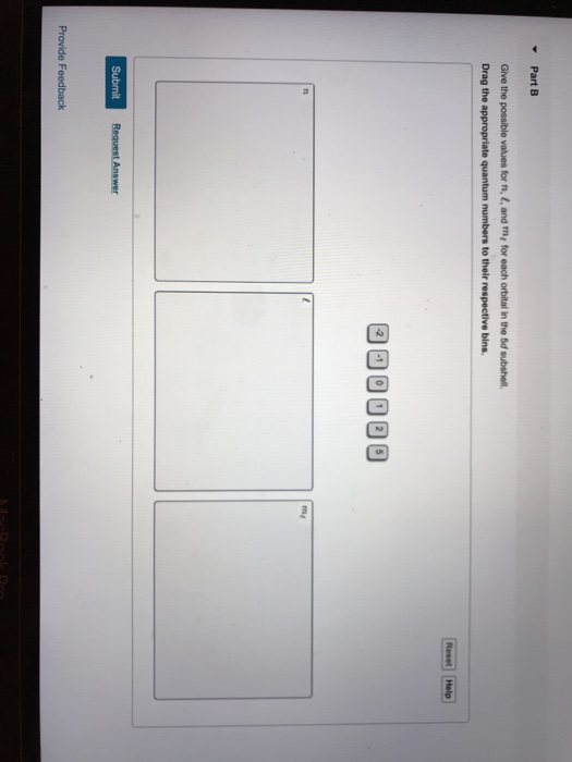 Solved PartA Give the possible values for n,(,and me for | Chegg.com