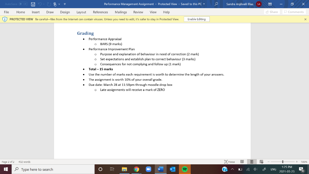 Solved AutoSave Performance Management Assignment - | Chegg.com