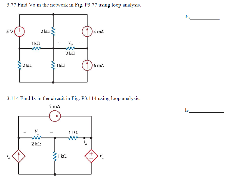 Solved 3.77 Find Vo in the network in Fig. P3.77 using loop | Chegg.com