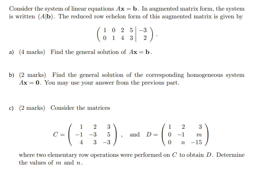 Solved Consider the system of linear equations Ax = b. In | Chegg.com