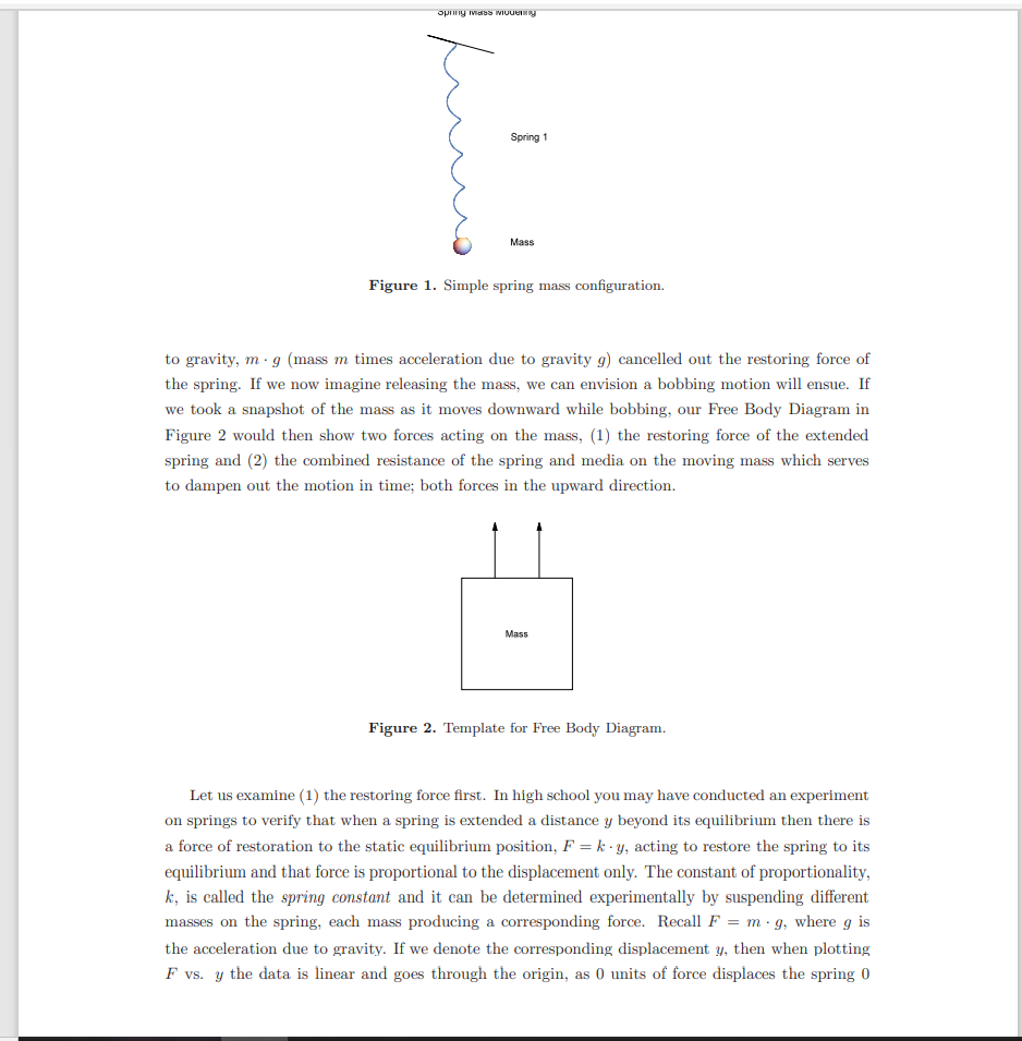 Consider a mass suspended by a spring, as depicted in | Chegg.com