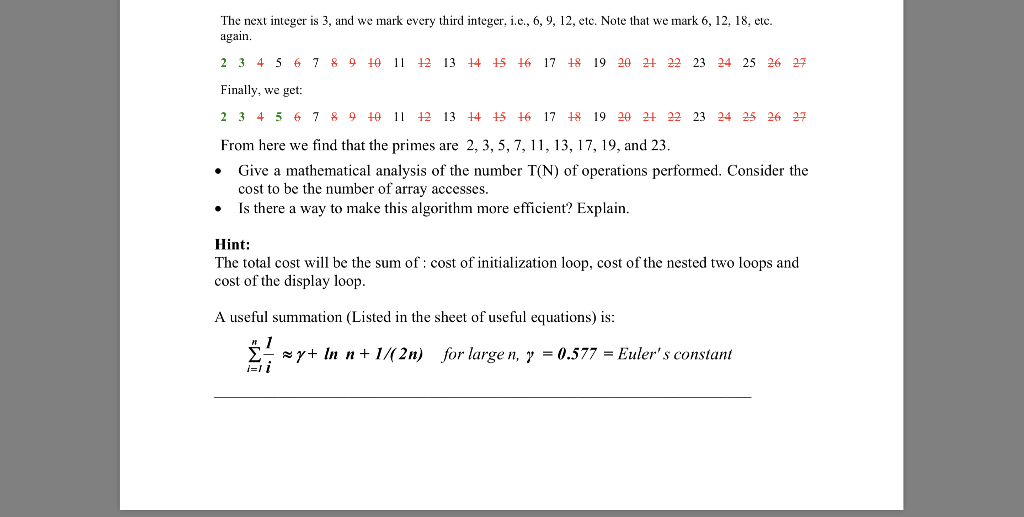 Solved Problem(2): Finding Prime Numbers; The Sieve of | Chegg.com