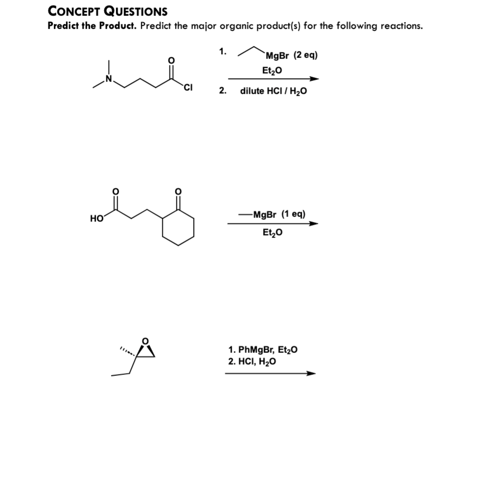 Solved CONCEPT QUESTIONS Predict the Product. Predict the | Chegg.com