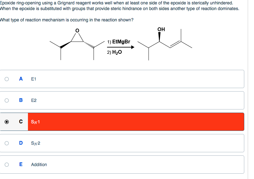 Solved Epoxide ring-opening using a Grignard reagent works | Chegg.com