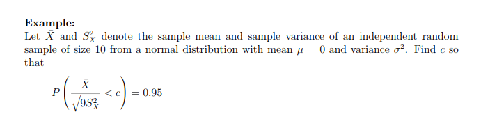 Solved Example: Let X and S denote the sample mean and | Chegg.com