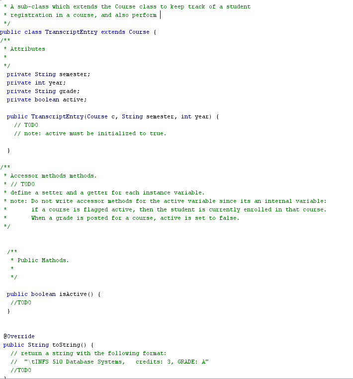 Solved *A class which maintains basic information about an | Chegg.com