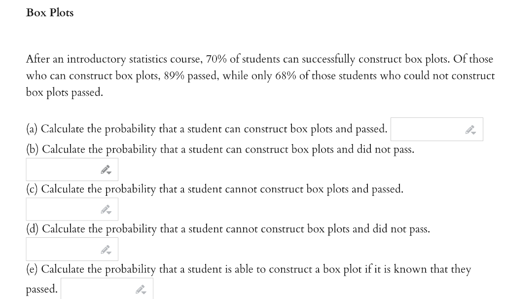 Solved Box Plots After an introductory statistics course, | Chegg.com