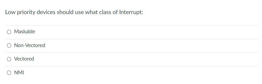 Solved Low priority devices should use what class of | Chegg.com