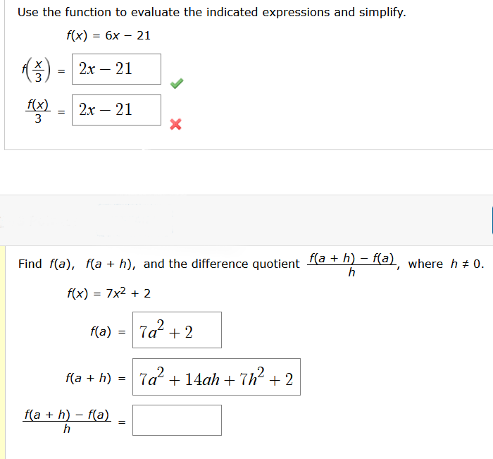 Solved Use the function to evaluate the indicated | Chegg.com