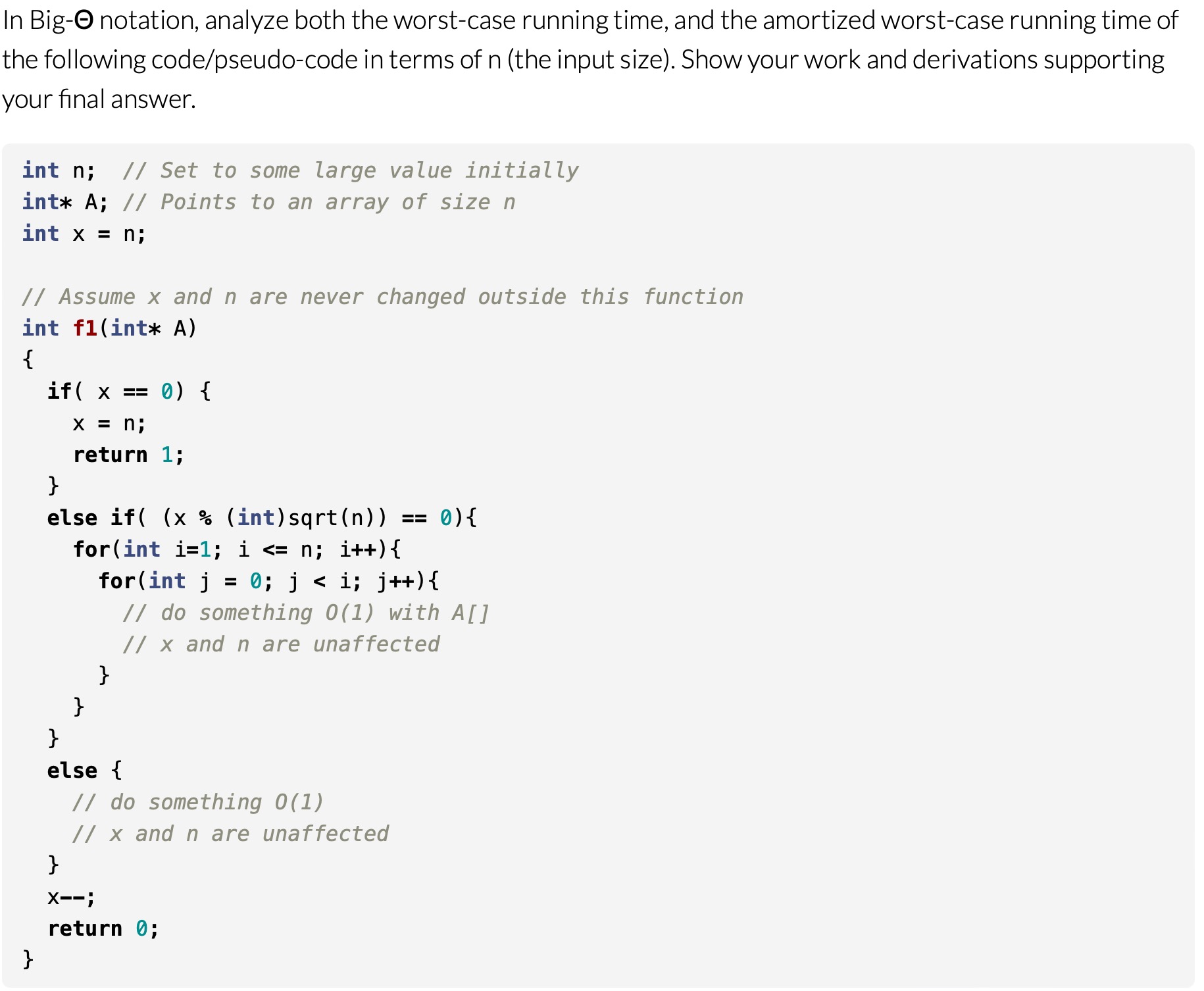 Solved In Big-\Theta notation, analyze both the worst-case | Chegg.com