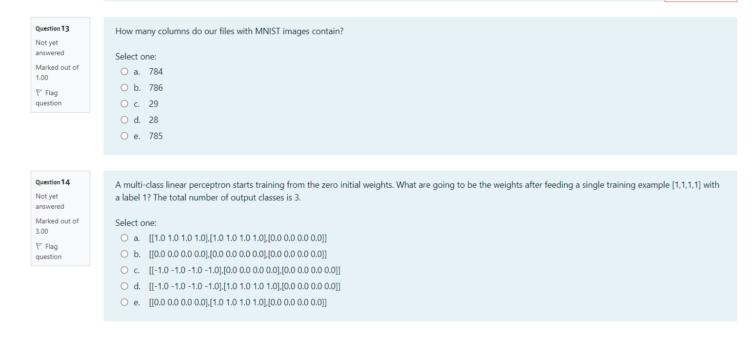 Solved Question 13 How many columns do our files with MNIST | Chegg.com