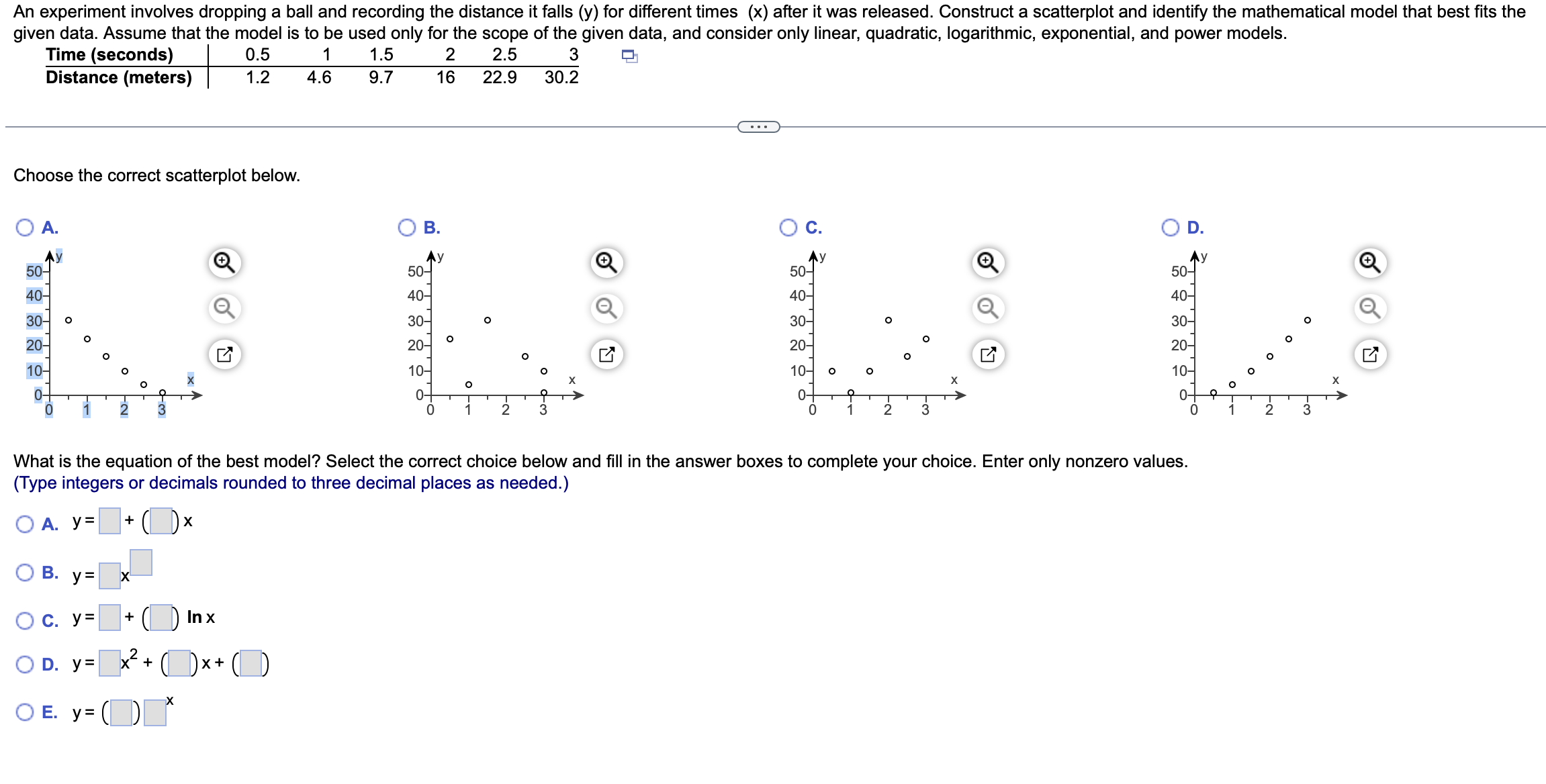 Solved Choose the correct scatterplot below.What is the | Chegg.com
