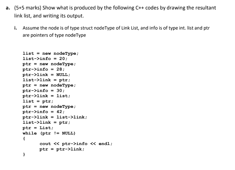Solved a. (5+5 marks) Show what is produced by the following | Chegg.com