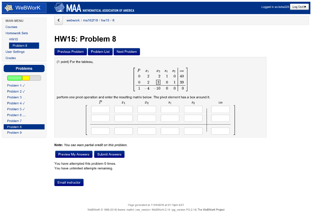 Solved MAA WeBWorK Logged in as bcka225 Log Out G | Chegg.com Solved MAA WeBWorK Logged in as bcka225 Log Out G | Chegg.com