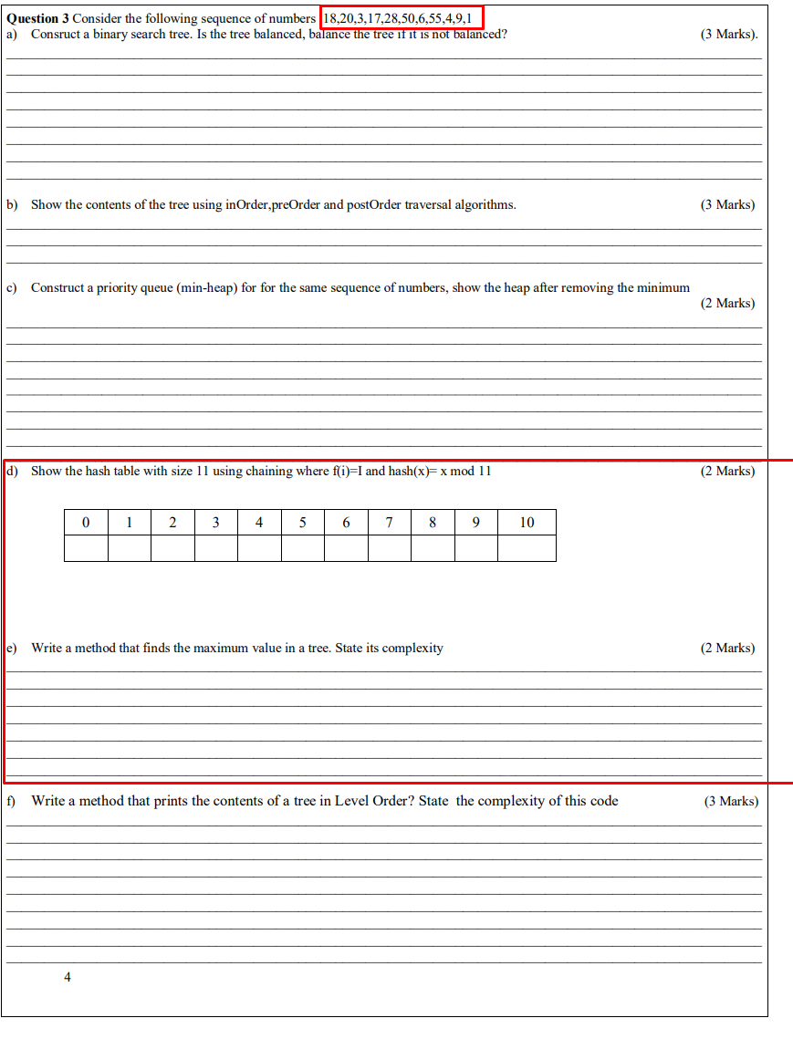 Solved Question 3 Consider the following sequence of numbers | Chegg.com
