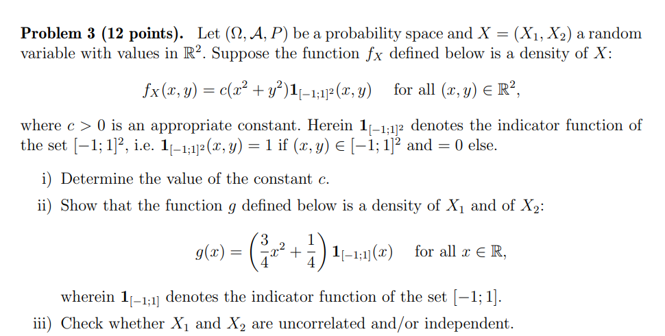 Solved Problem 3 (12 points). Let (Ω,A,P) be a probability | Chegg.com