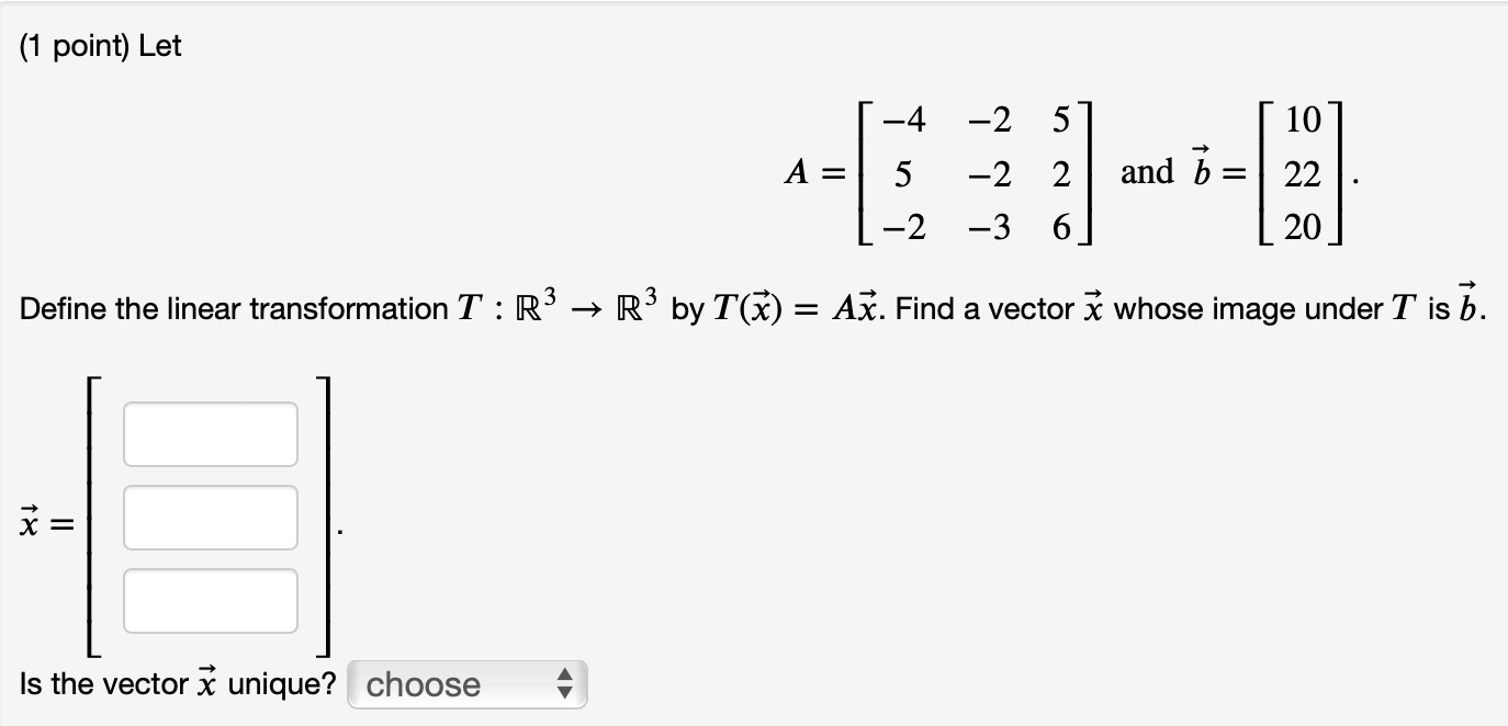 Solved -4 (1 point) Let V = R2x2 be the vector space of 2 x | Chegg.com