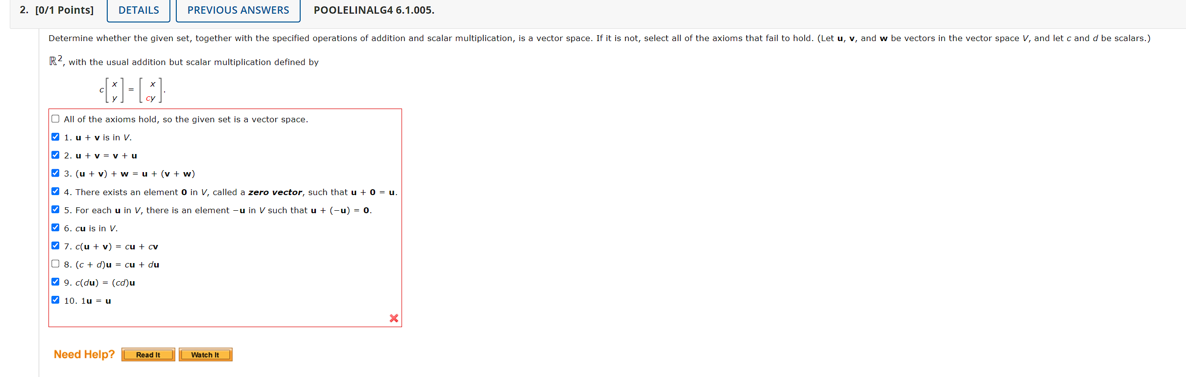 Solved R2, with the usual addition but scalar multiplication | Chegg.com