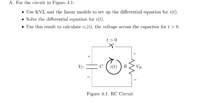 Solved A. For the circuit in Figure 4.1: - Use KVL and the | Chegg.com