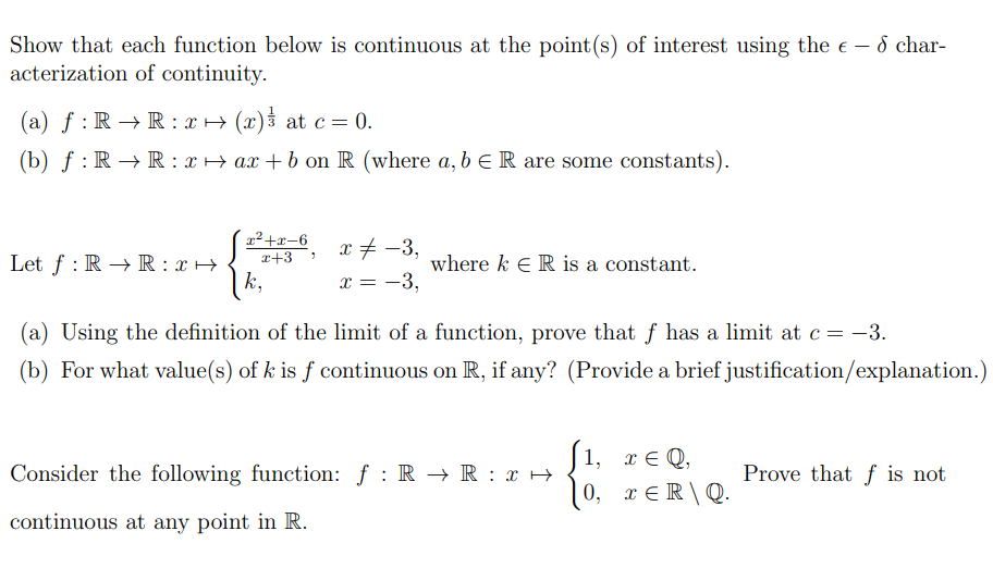 Solved Show that each function below is continuous at the | Chegg.com