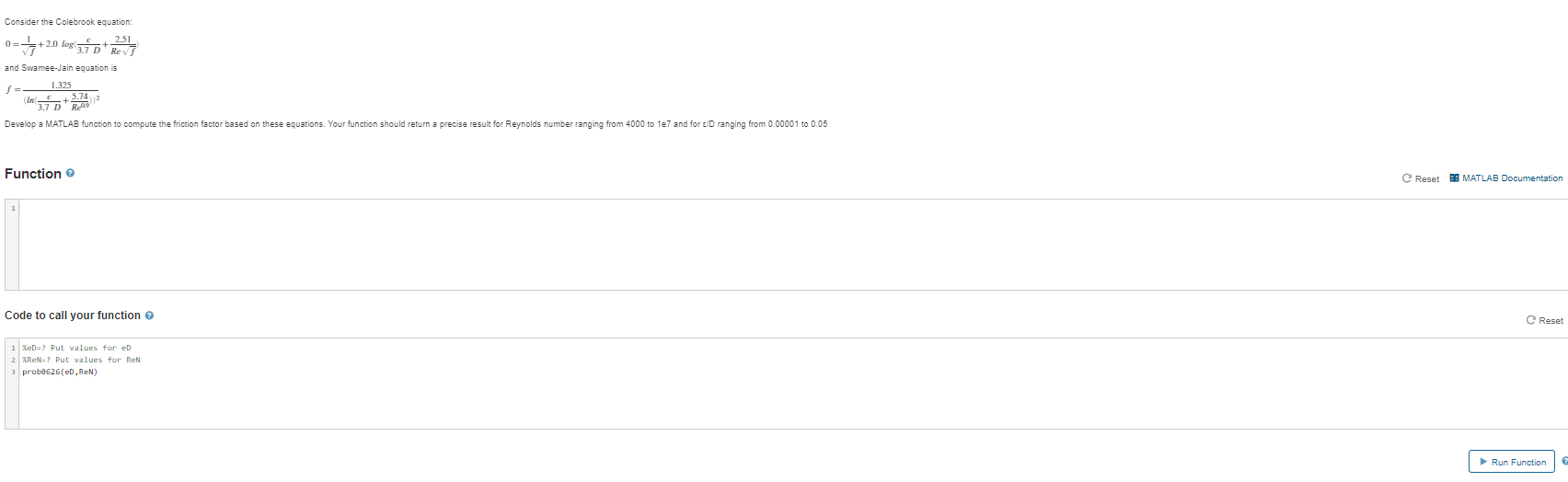 Solved Consider the Colebrook equation: 0 -*+20 los 31 d' | Chegg.com