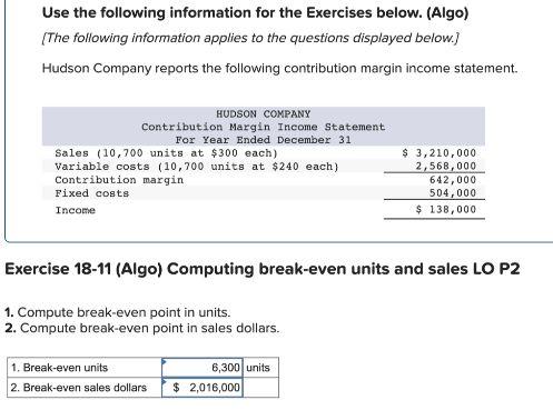 Solved Use the following information for the Exercises | Chegg.com