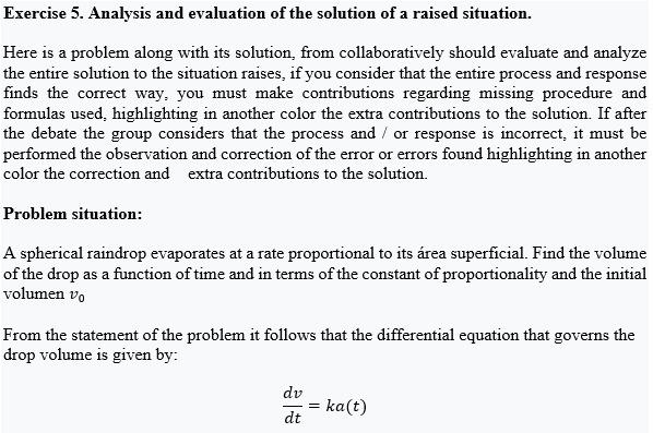 Solved Exercise 5. Analysis and evaluation of the solution | Chegg.com