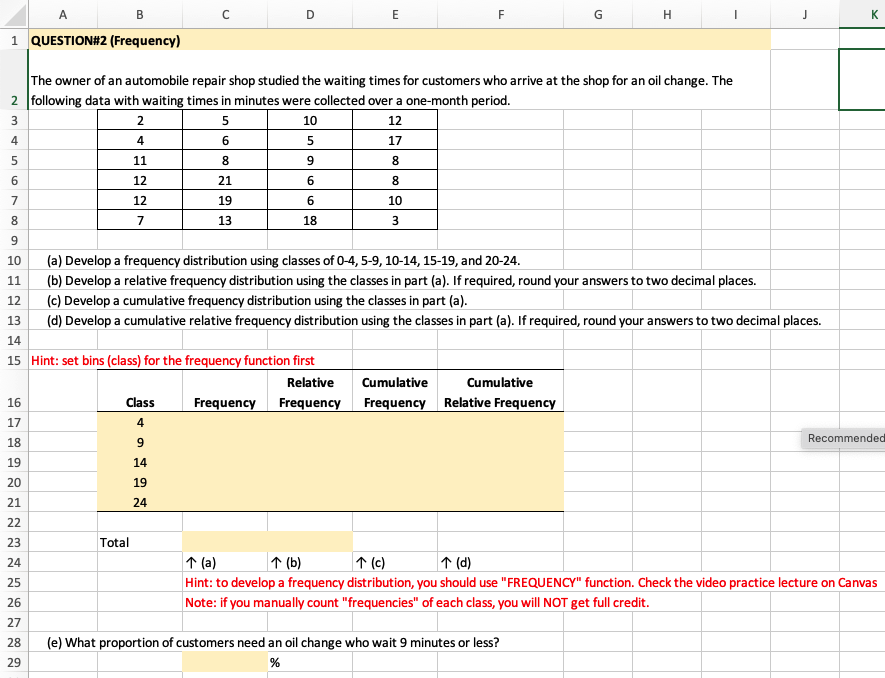 Solved The owner of an automobile repair shop studied the | Chegg.com