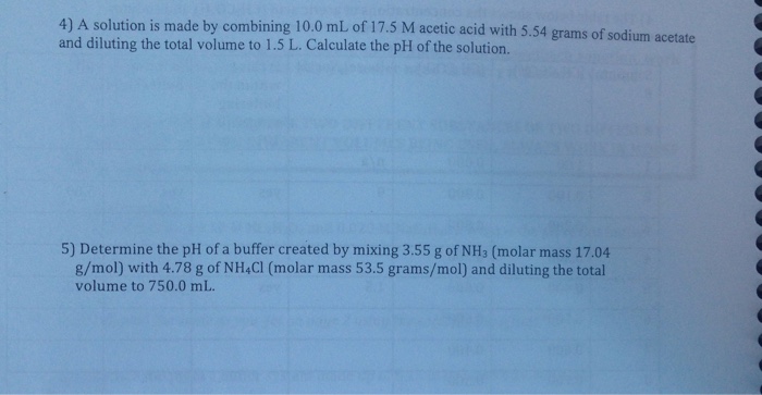 Solved A solution is made by combining 10.0 mL of 17.5 M | Chegg.com