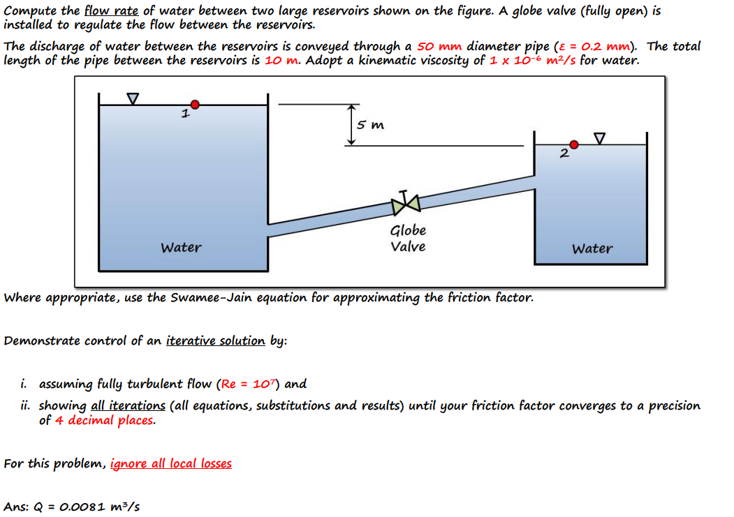 Solved Compute the flow rate of water between two large | Chegg.com