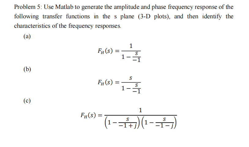 Solved 1 Problem 5: Use Matlab to generate the amplitude and | Chegg.com