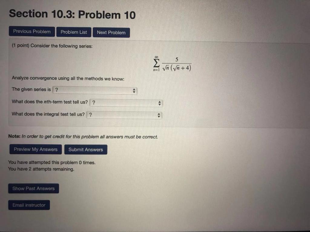Solved Section 10.3: Problem 10 Previous Problem Problem | Chegg.com