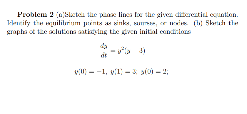 Solved Problem 2 (a)Sketch the phase lines for the given | Chegg.com