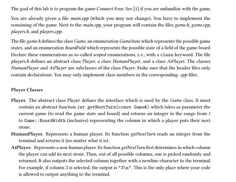 The goal of this lab is to program the game Connect | Chegg.com