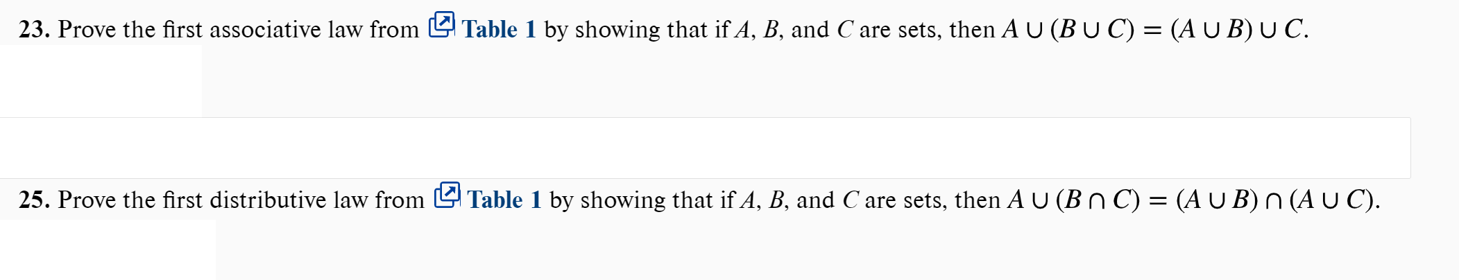 Solved 23. Prove the first associative law from Table 1 by | Chegg.com