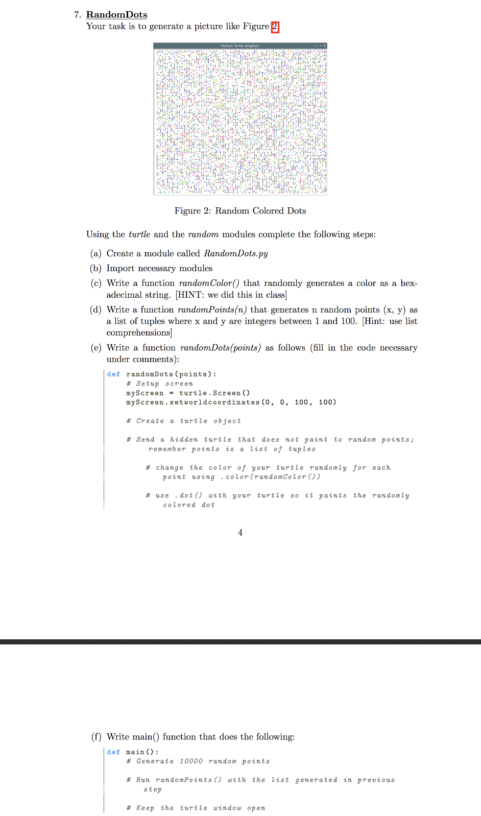 7. Random Dots Your task is to generate a picture | Chegg.com