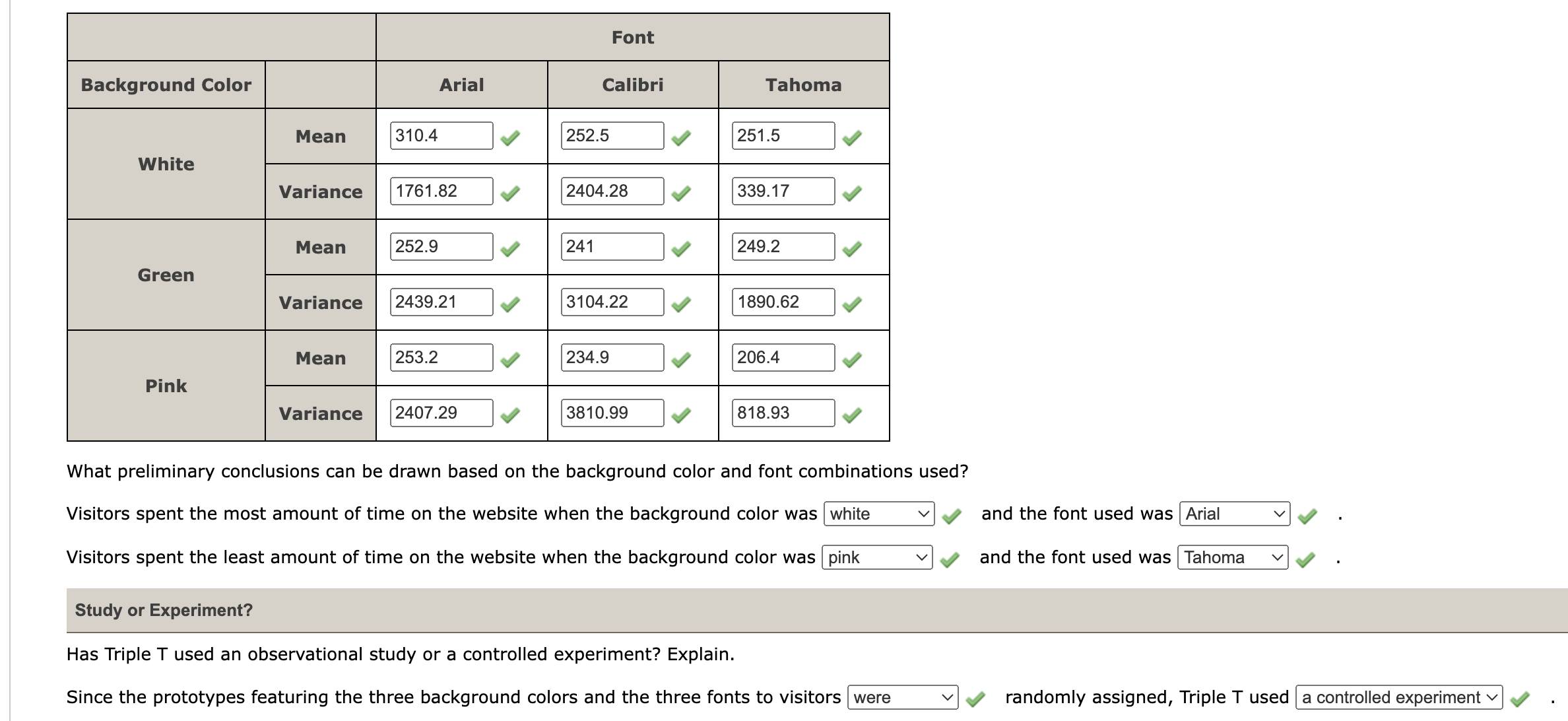 Solved combinations of background color and font. Managerial | Chegg.com