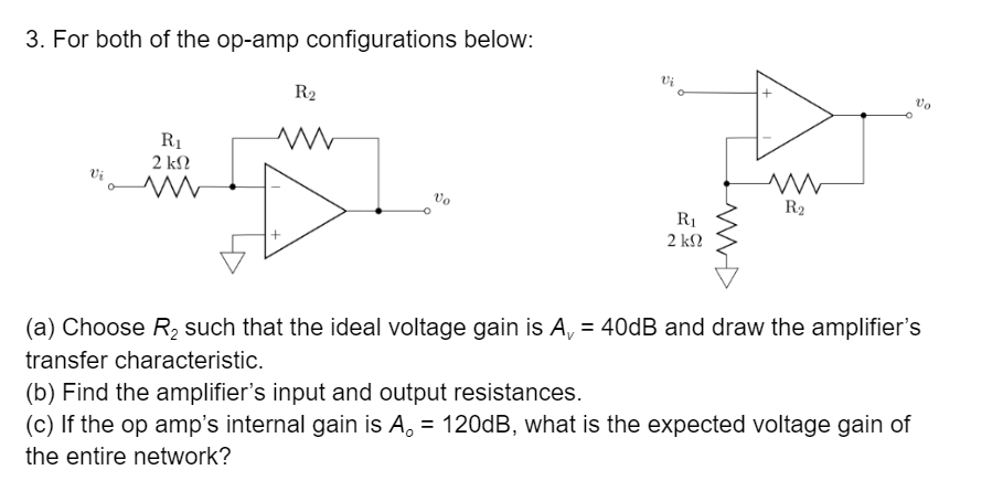 Solved 3. For both of the op-amp configurations below: | Chegg.com