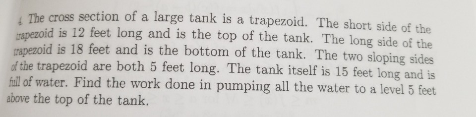Solved oss section of a large tank is a trapezoid. The short | Chegg.com