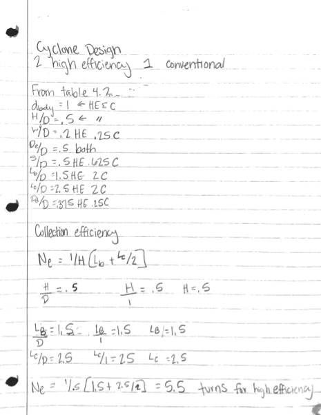 Solved Cyclone Design 2 high efficiency I conventional From | Chegg.com