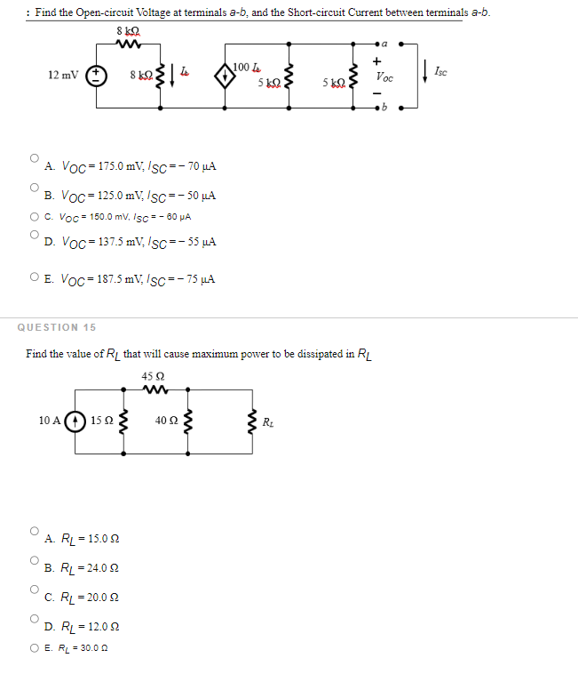 Solved : Find The Open-circuit Voltage At Terminals A−b, And 