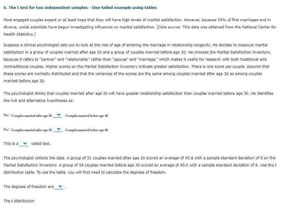 Solved 6. The t test for two independent samples - | Chegg.com
