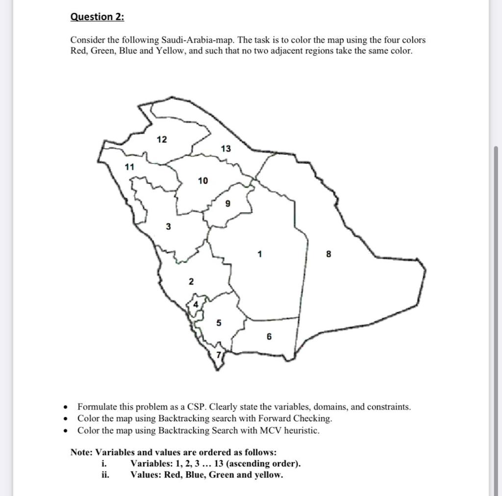 Solved Consider the following Saudi-Arabia-map. The task is | Chegg.com