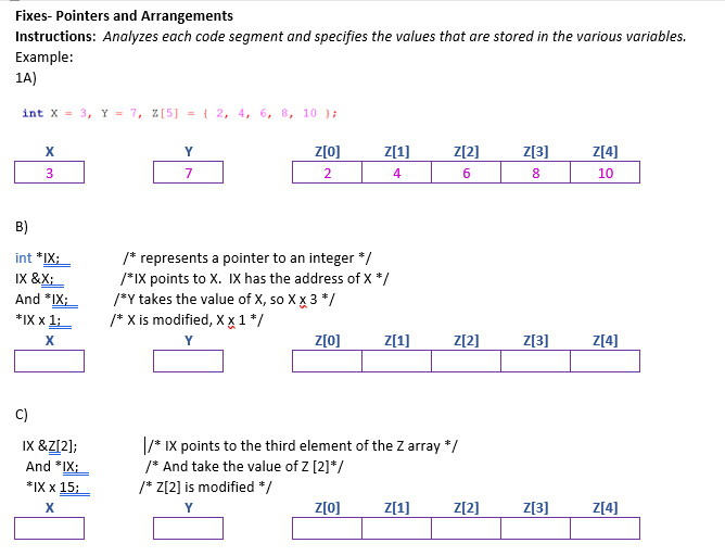 Solved Fixes-Pointers and Arrangements Instructions: | Chegg.com