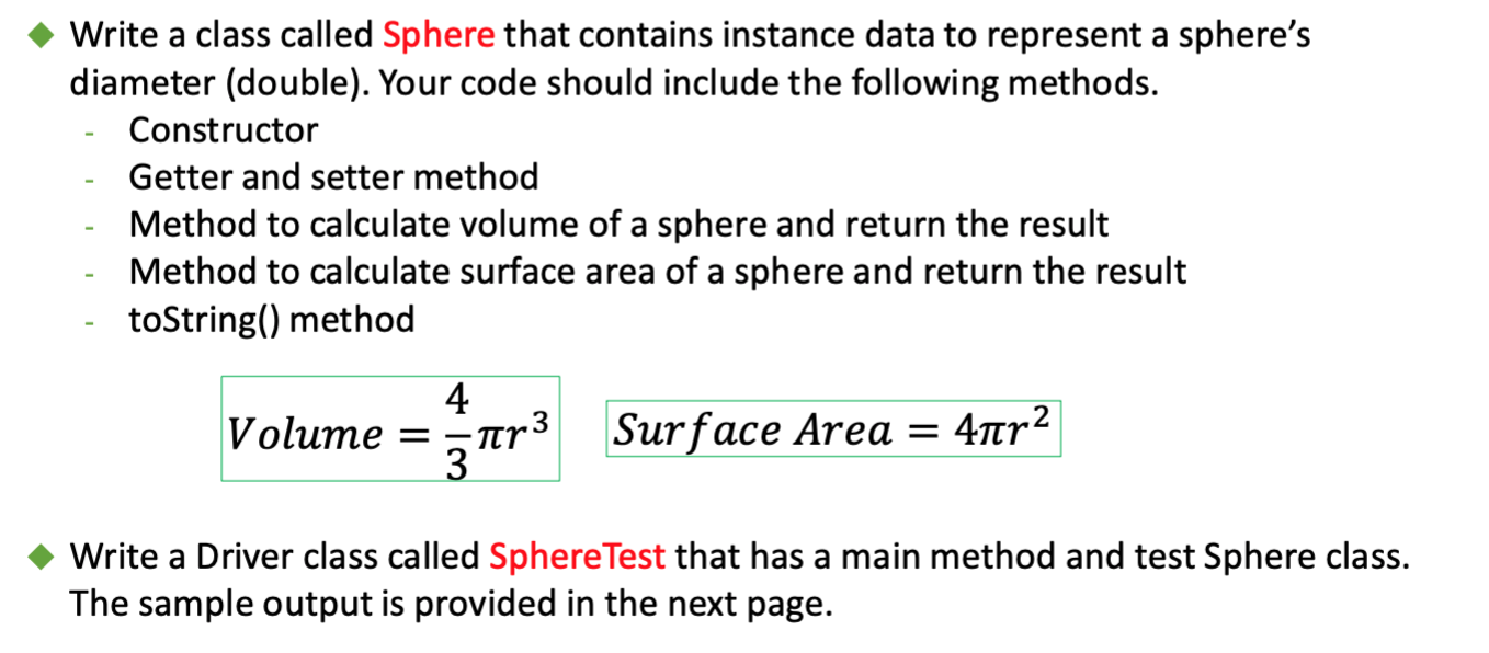 Solved Objects created in Sphere s1 = the main method Sphere | Chegg.com