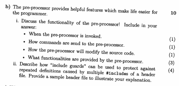 Solved b) The pre-processor provides helpful features which | Chegg.com