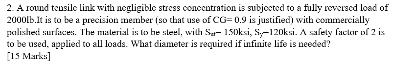 Solved 2. A round tensile link with negligible stress | Chegg.com