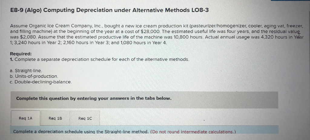 Solved E8-9 (Algo) Computing Depreciation under Alternative | Chegg.com