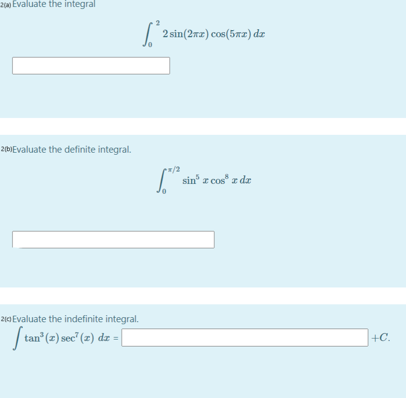 Solved 2(d) Find the integral ∫ 5t^2cos(t) dt=? 2(e) | Chegg.com
